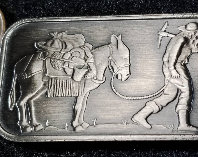 Silvertowne Retro Prospector Bar, 1 Troy Ounce of .999 Antiqued Fine ...