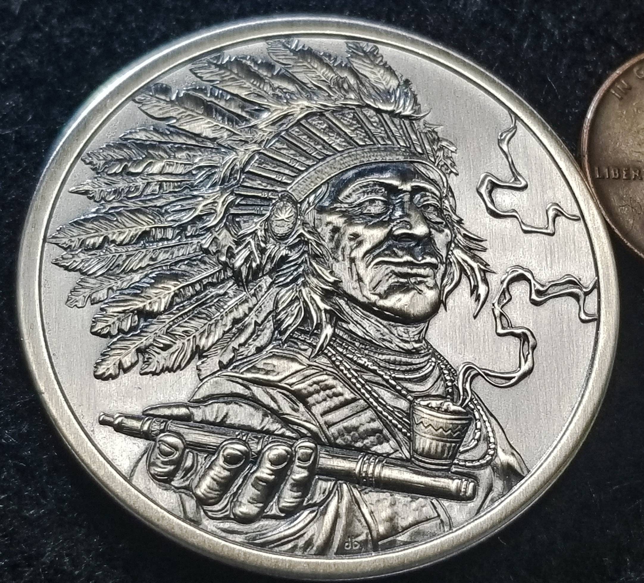 The 'peace Pipe' Silver Shield Mini-mintage, 1 Troy Ounce of Rare ...