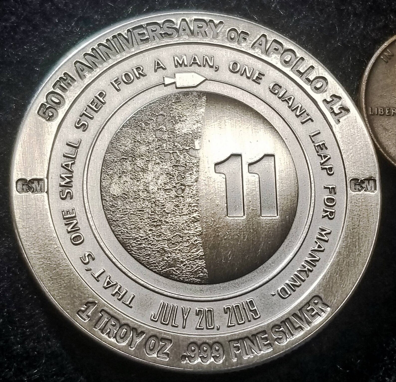Appollo 11 Anniversary Edition, 1 Troy Ounce of Antiqued .999 Fine ...