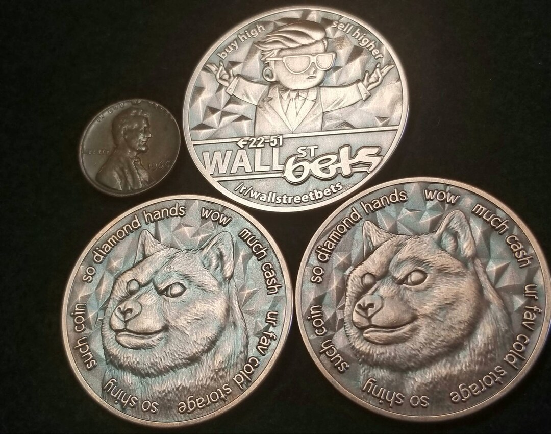 Doge & Wall Street Bets, Three .999 Pure Copper 1 Oz Antiqued Collector ...