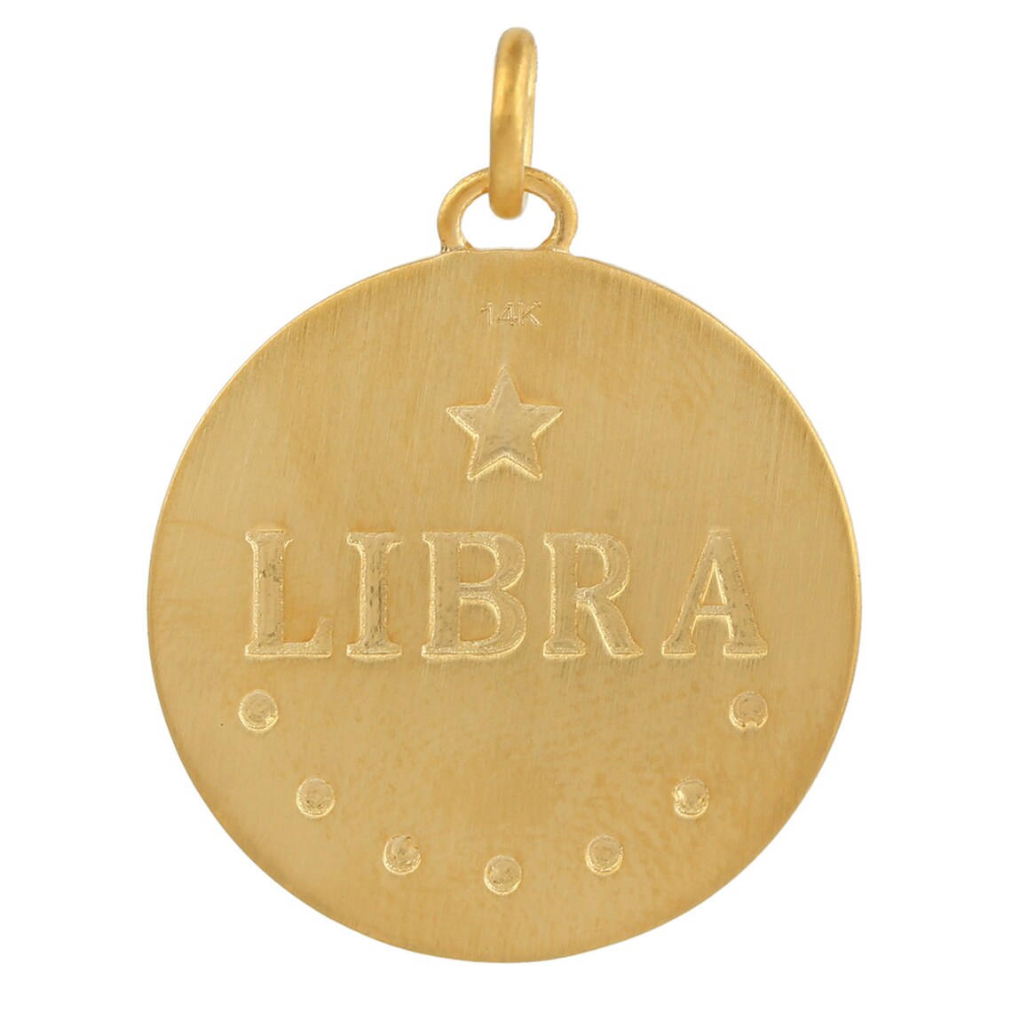 Libra Medallion Pendant, Real Diamond Libra Pendant, 14k Yellow Gold ...