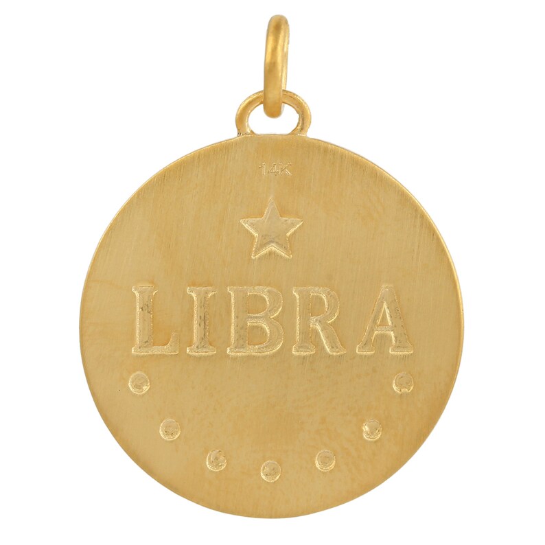 Libra Medallion Pendant, Real Diamond Libra Pendant, 14k Yellow Gold ...