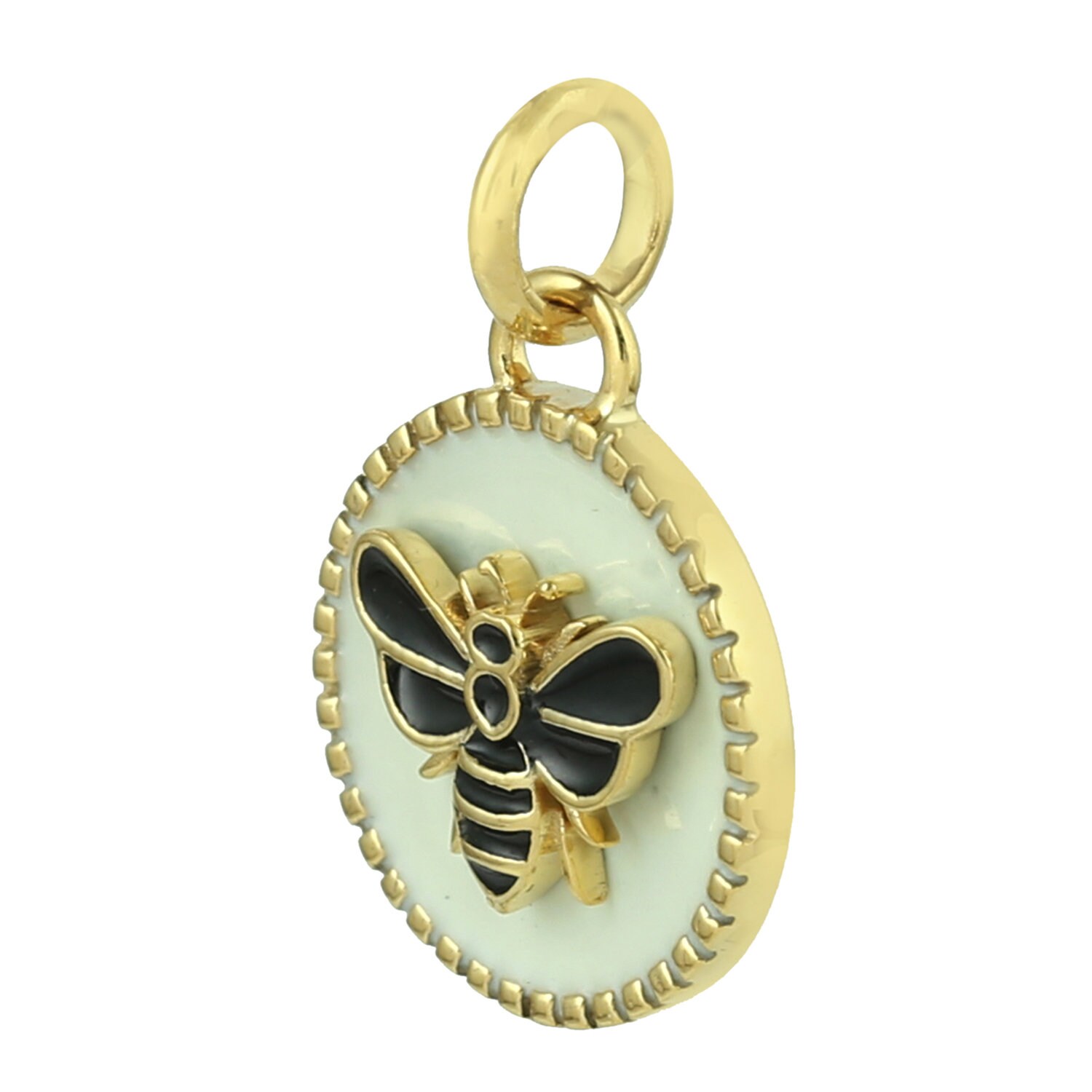 14k Solid Yellow Gold Honey Bee Disc Charm Pendant Enamel - Etsy