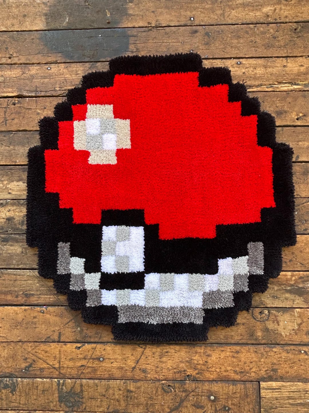 8 Bit Pokémon Pokéball Floor Rug Handmade 28 - Etsy