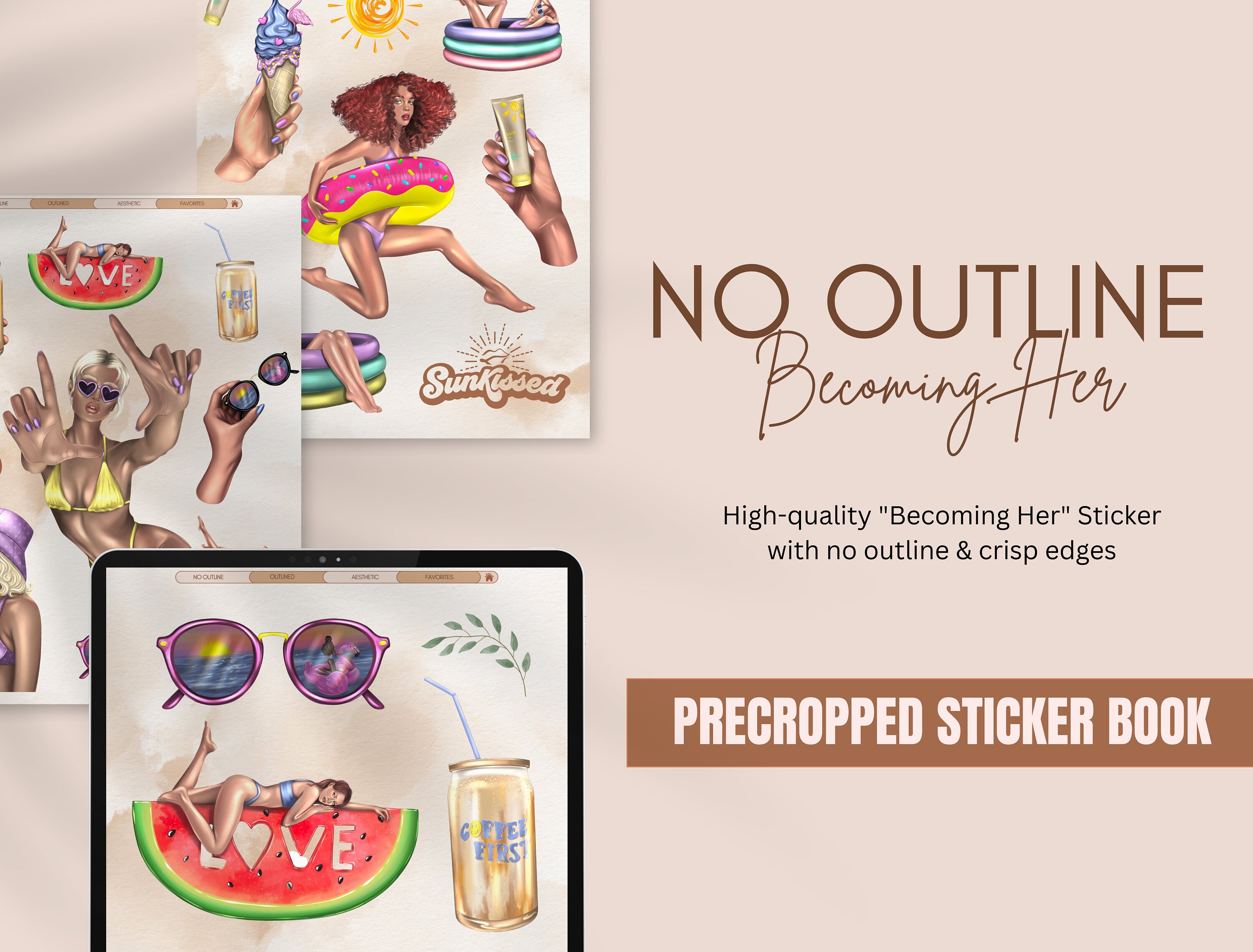 Becoming Her Summer Digital Sticker Manifestation Stickers - Etsy