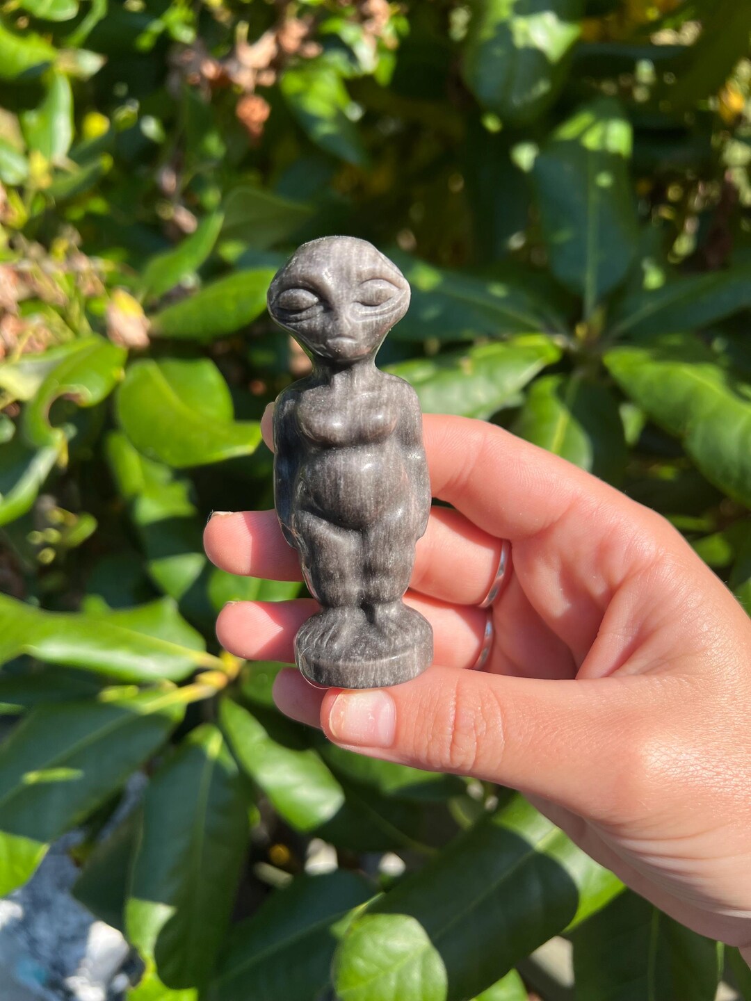 Silver Sheen Obsidian Alien Carving - Etsy