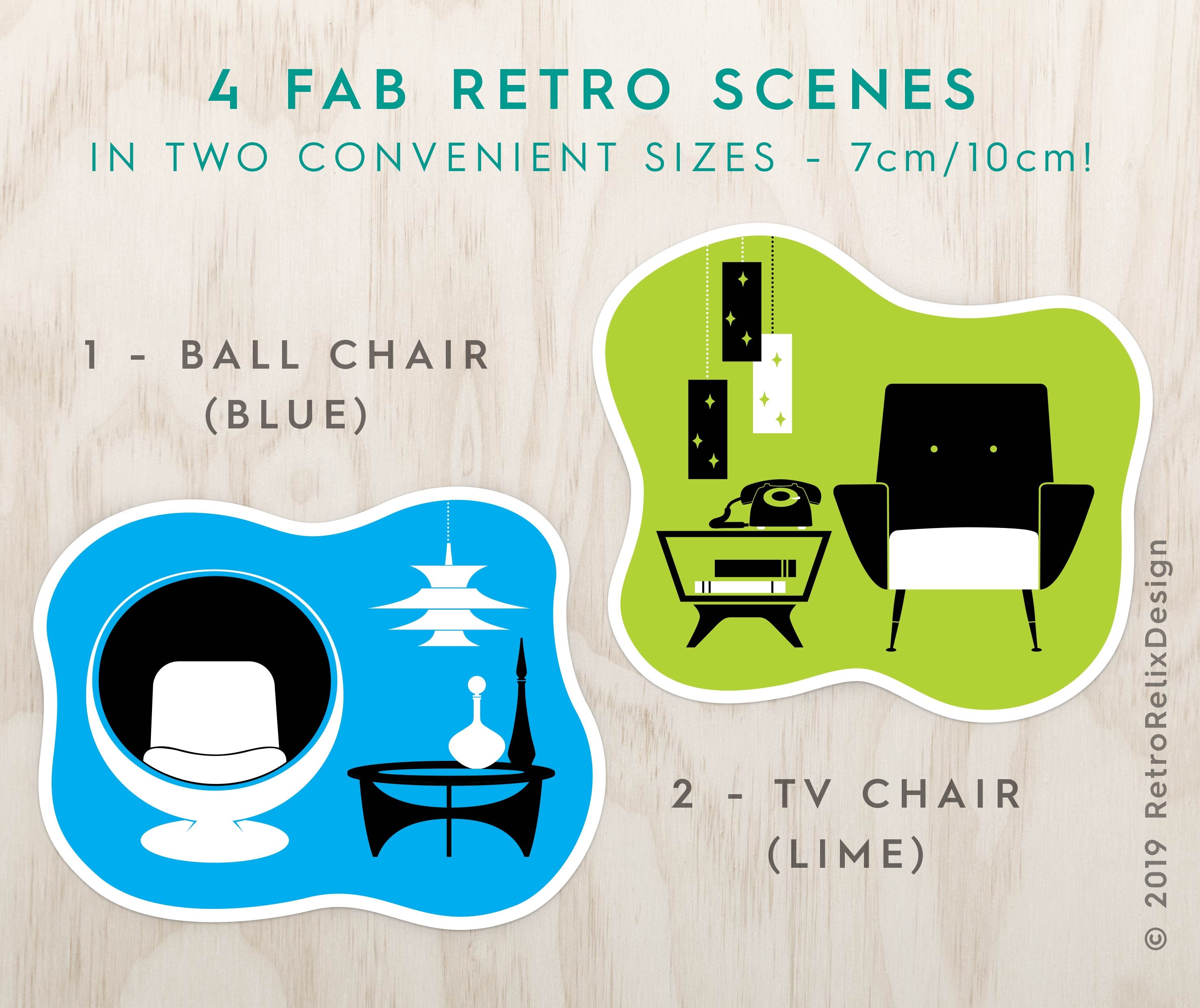 RETRO VINTAGE Stickers/decals Mid Century/50s Furniture - Etsy