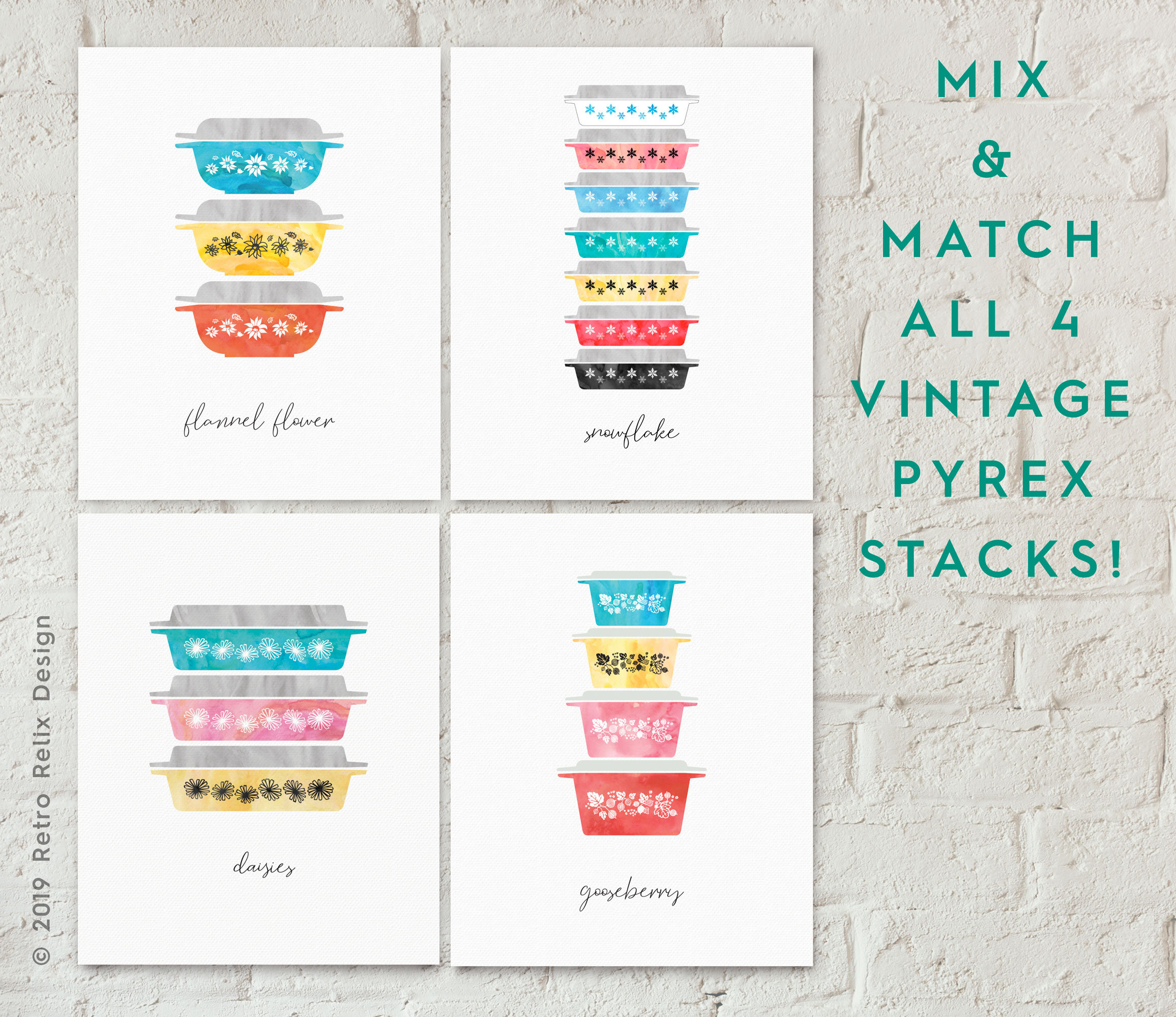 INSTANT DOWNLOAD Pyrex Vintage Snowflake Stack | 8x10 Mini Poster/art ...