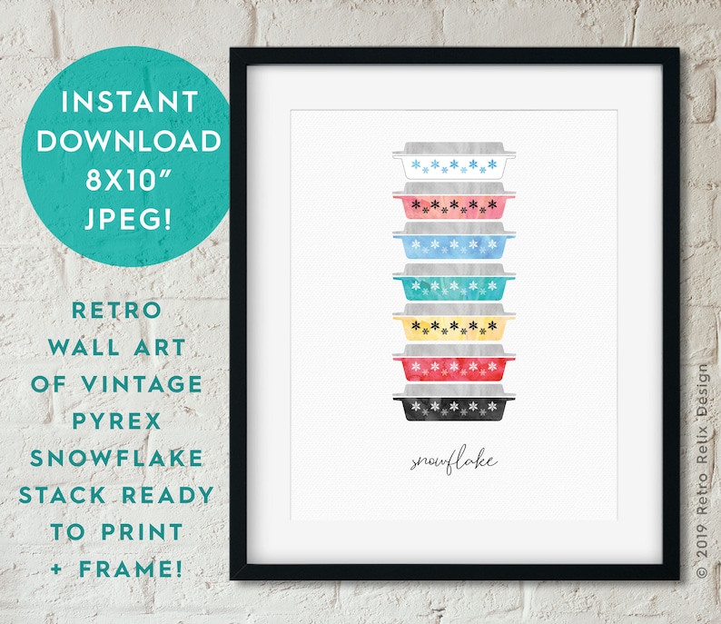 INSTANT DOWNLOAD Pyrex Vintage Snowflake Stack | 8x10 Mini Poster/art ...