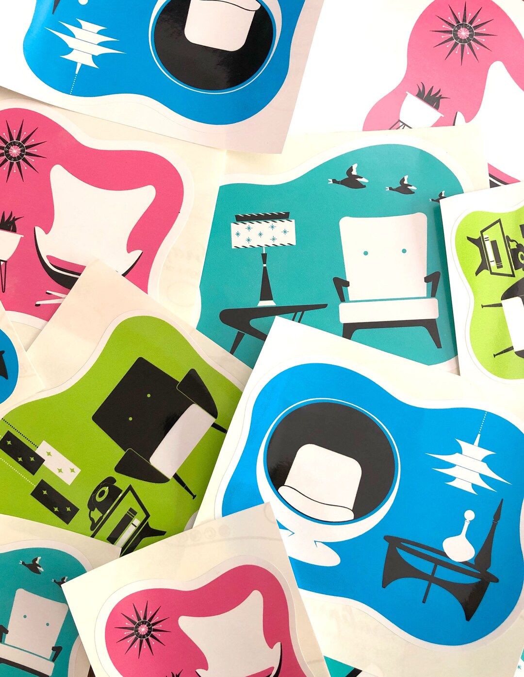 RETRO VINTAGE Stickers/decals Mid Century/50s Furniture - Etsy