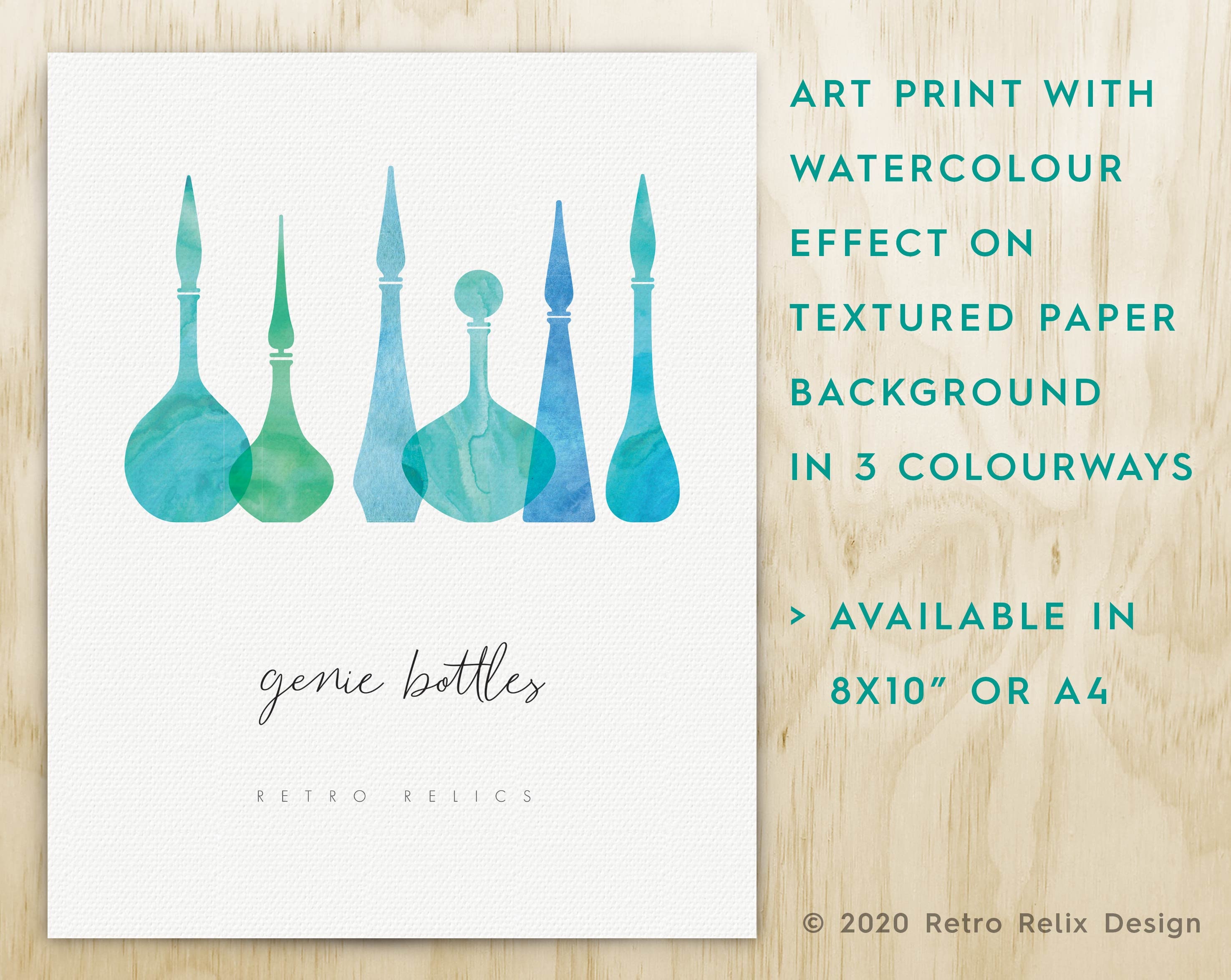 INSTANT DOWNLOAD Genie Bottle Art Prints | Printable 1960s Retro ...