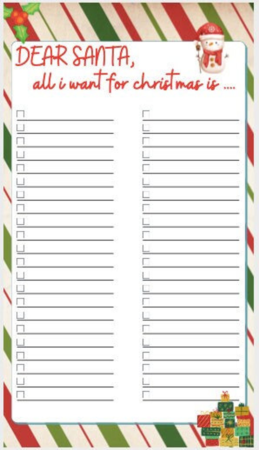 A Dear Santa Christmas List - Etsy