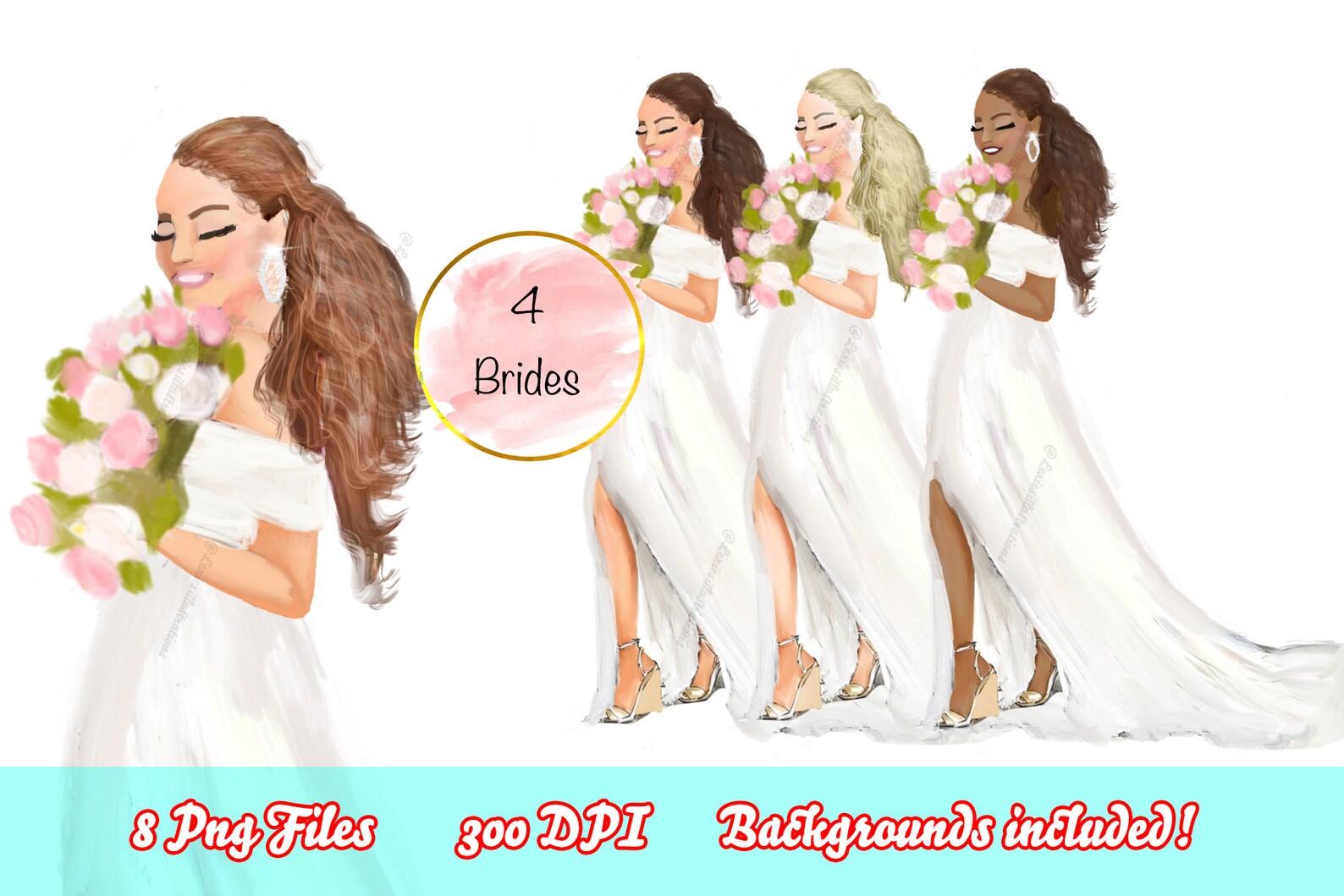 Bridal Clipart, Wedding Clipart, Bridal Party Clipart, Wedding Graphics ...