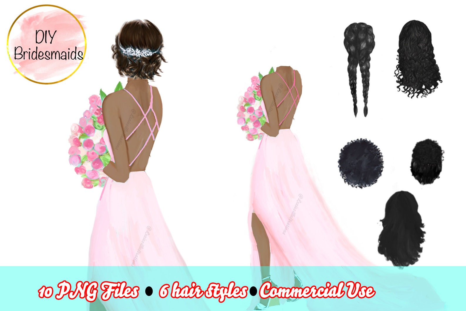 Black Wedding Clipart, Bridal Clipart, Wedding Clip Art, Bridal Party ...