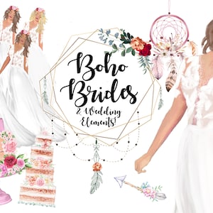 Boho Wedding Clipart, Bridal Clipart, Wedding Clipart, Fashion Clipart ...