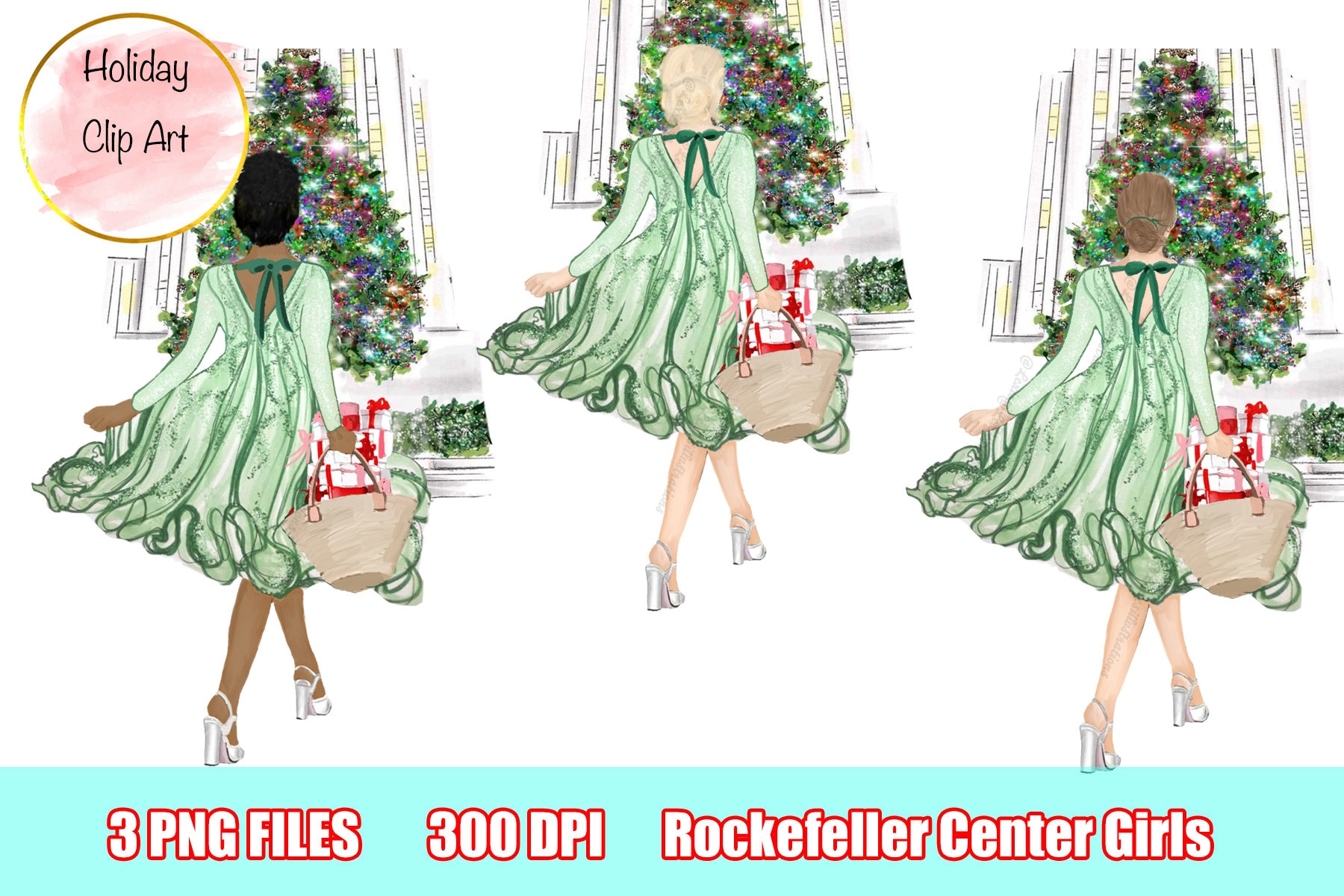 Christmas Clip Art Fashion Clip Art Holiday Girls Clip Art - Etsy
