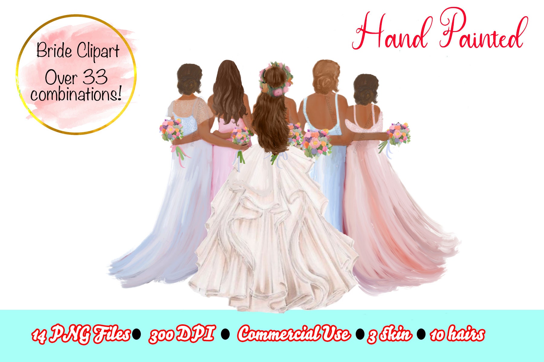 Bridal Clipart Premium Wedding Clipart Bridal Party Clipart - Etsy