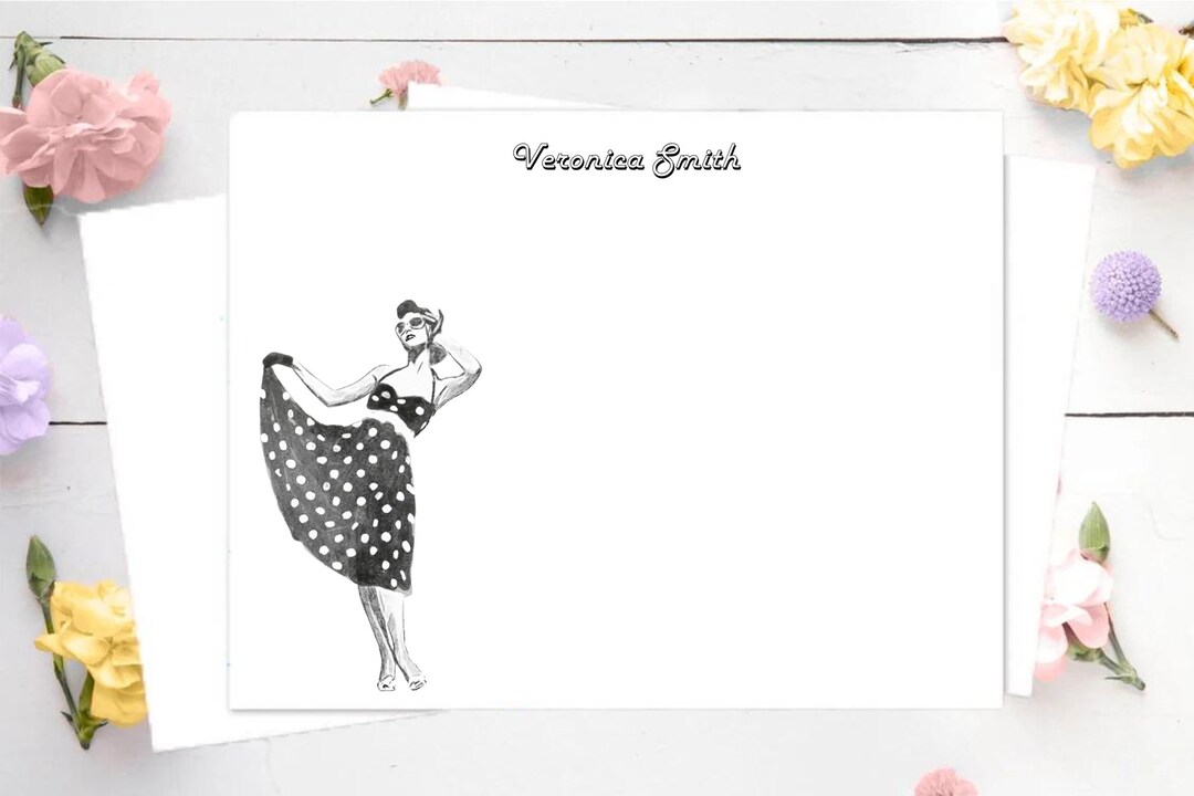 50's Stationery Set - 1950s Note Cards - Fashion Illustration ...