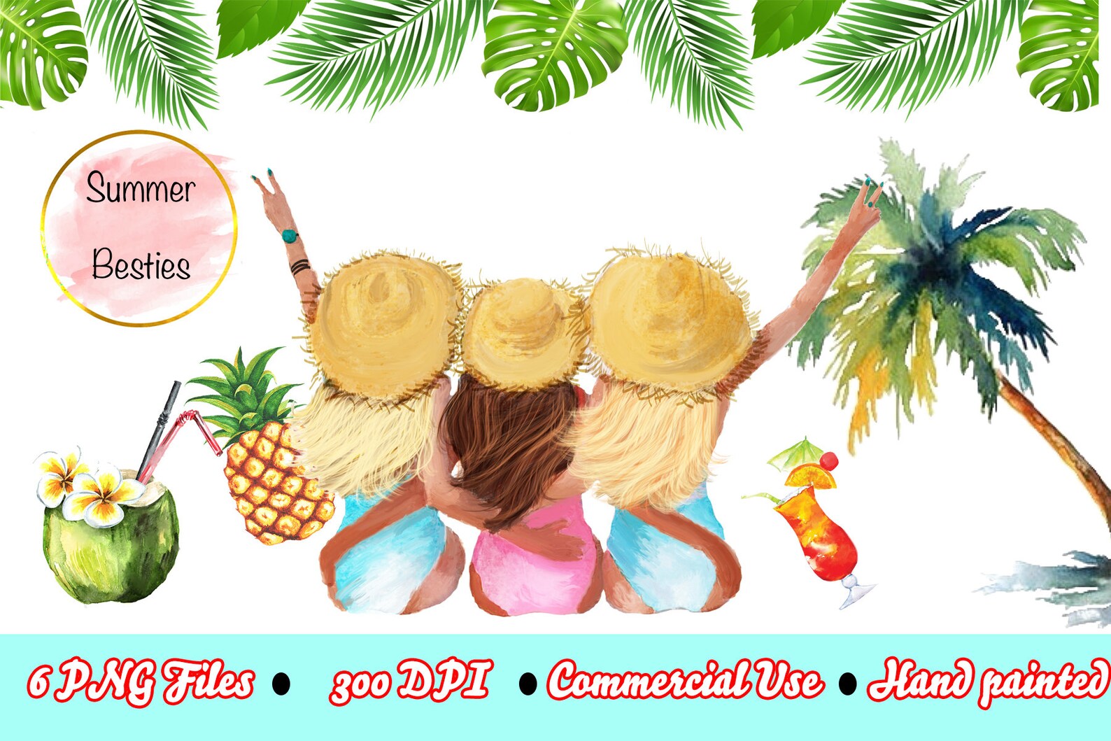 Summer Besties Summer Clipart Fashion Clipart Summer Girls - Etsy