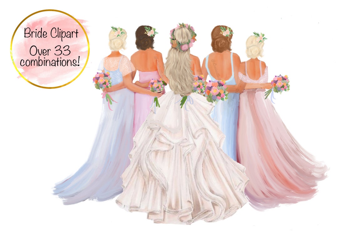Bridal Clipart Premium Wedding Clipart Bridal Party Clipart - Etsy