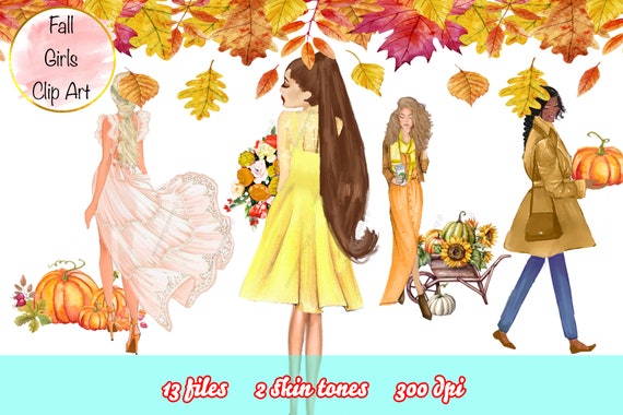 Fall Clip Art Fall Girls Clip Art Bundle Fashion Fall Clip - Etsy