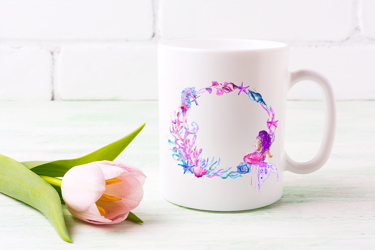 Mermaid Frame Clipart Mermaid Wreath Watercolor Mermaid | Etsy