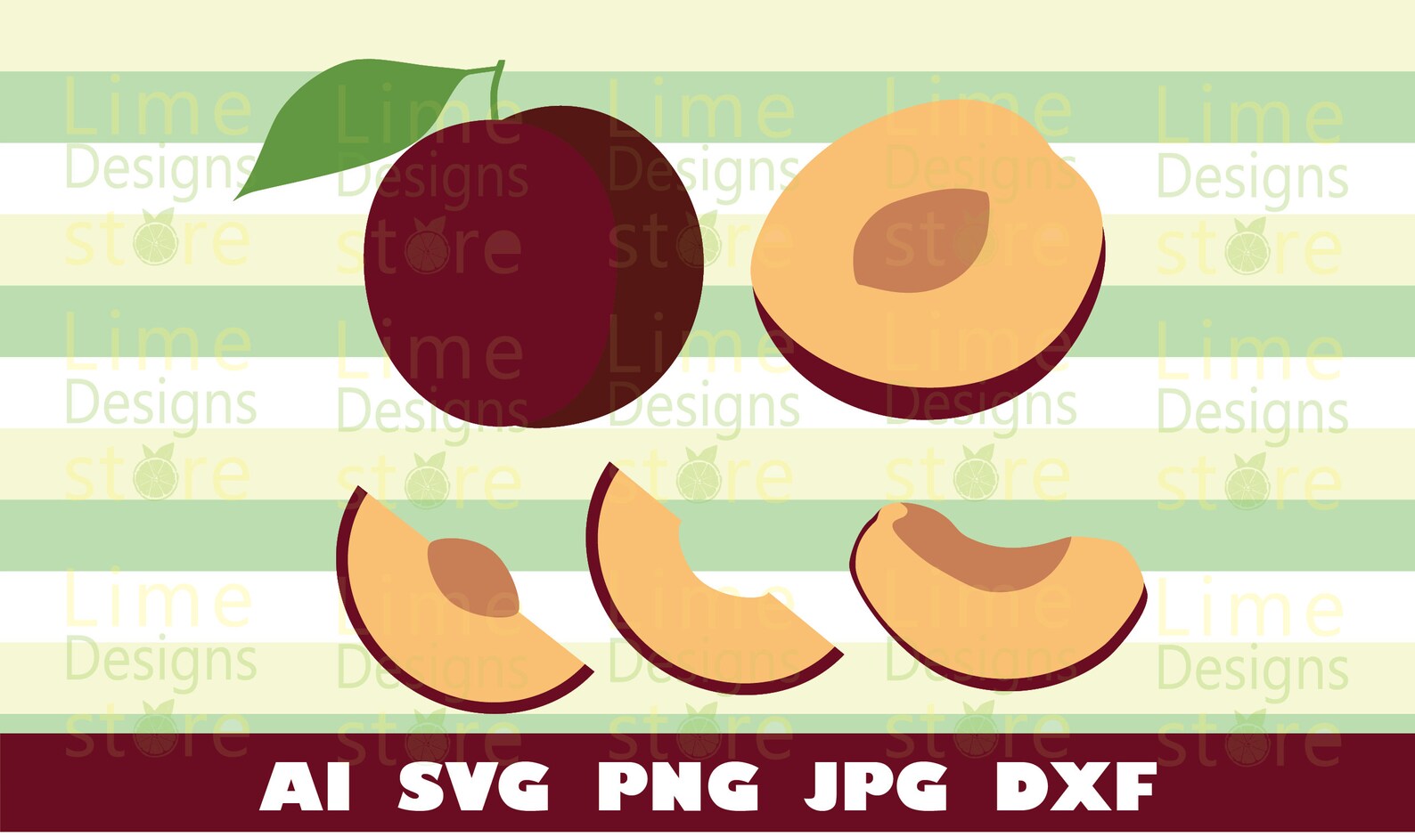 Plum, Half Plum, Plum Slice, Cut Plum - SVG Design Files for Cricut ...