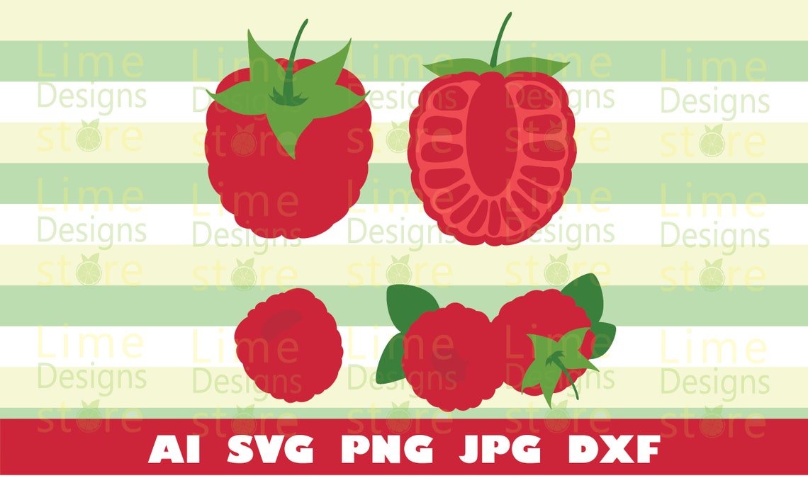 Raspberry, Half Raspberry, Raspberries - SVG Design Files for Cricut ...