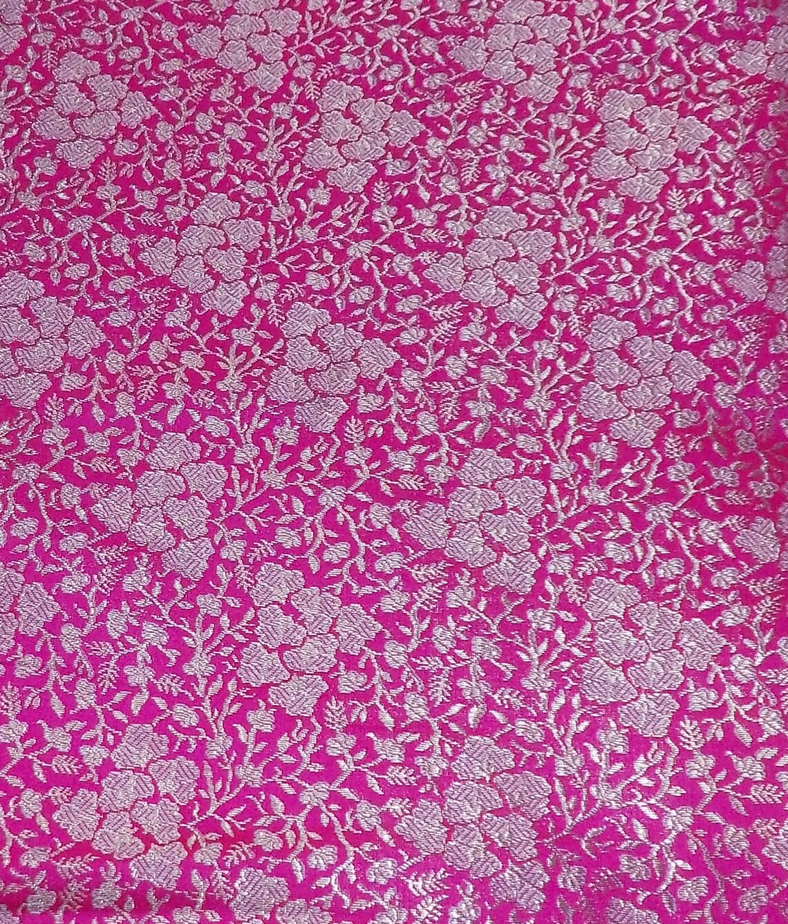 Amazing Fuchsia Color With Gold Floral Indian Brocade Fabric 70% Sale ...