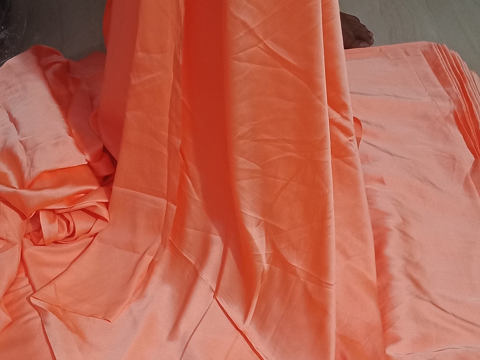 Peach Color Silk Satin Fabric Best Quality Poly Satin Fabric for Bridal ...