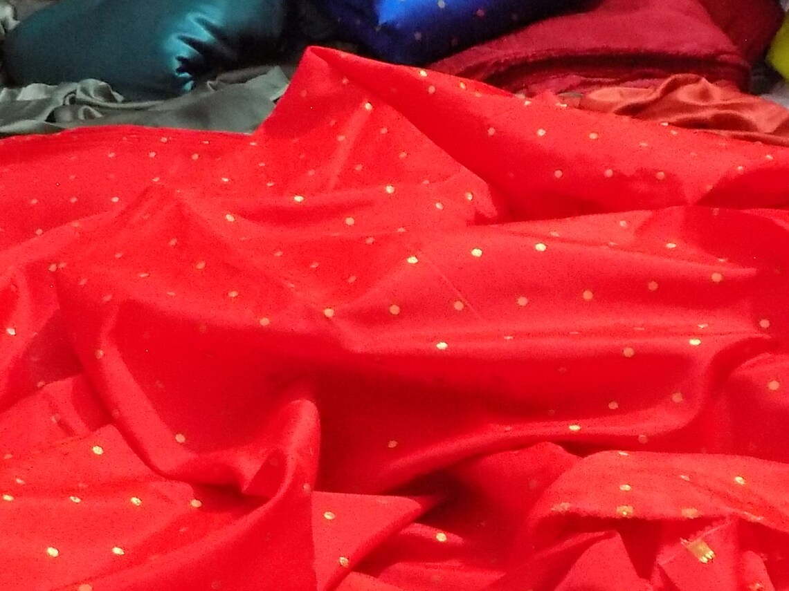 Wow Red Booti Poly Taffeta Fabric Taffeta Silk Fabric for Wedding Party ...