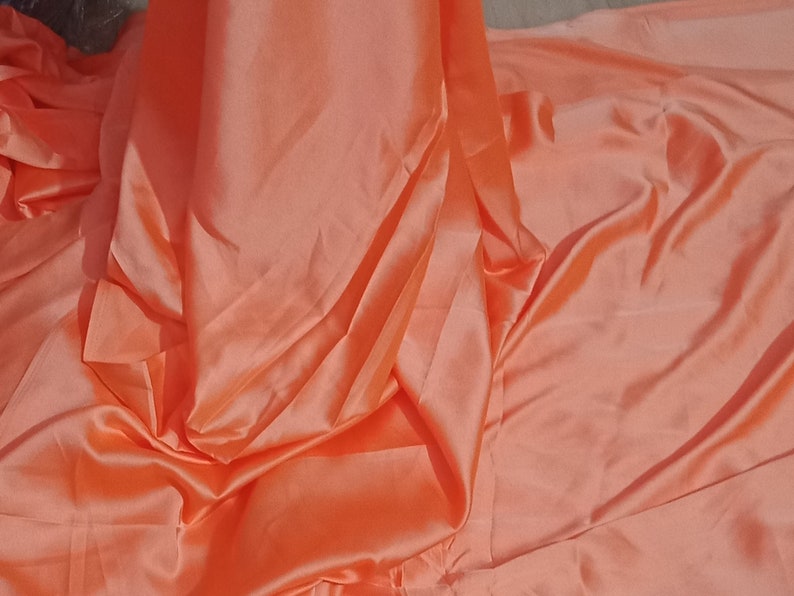 Peach Color Silk Satin Fabric Best Quality Poly Satin Fabric for Bridal ...
