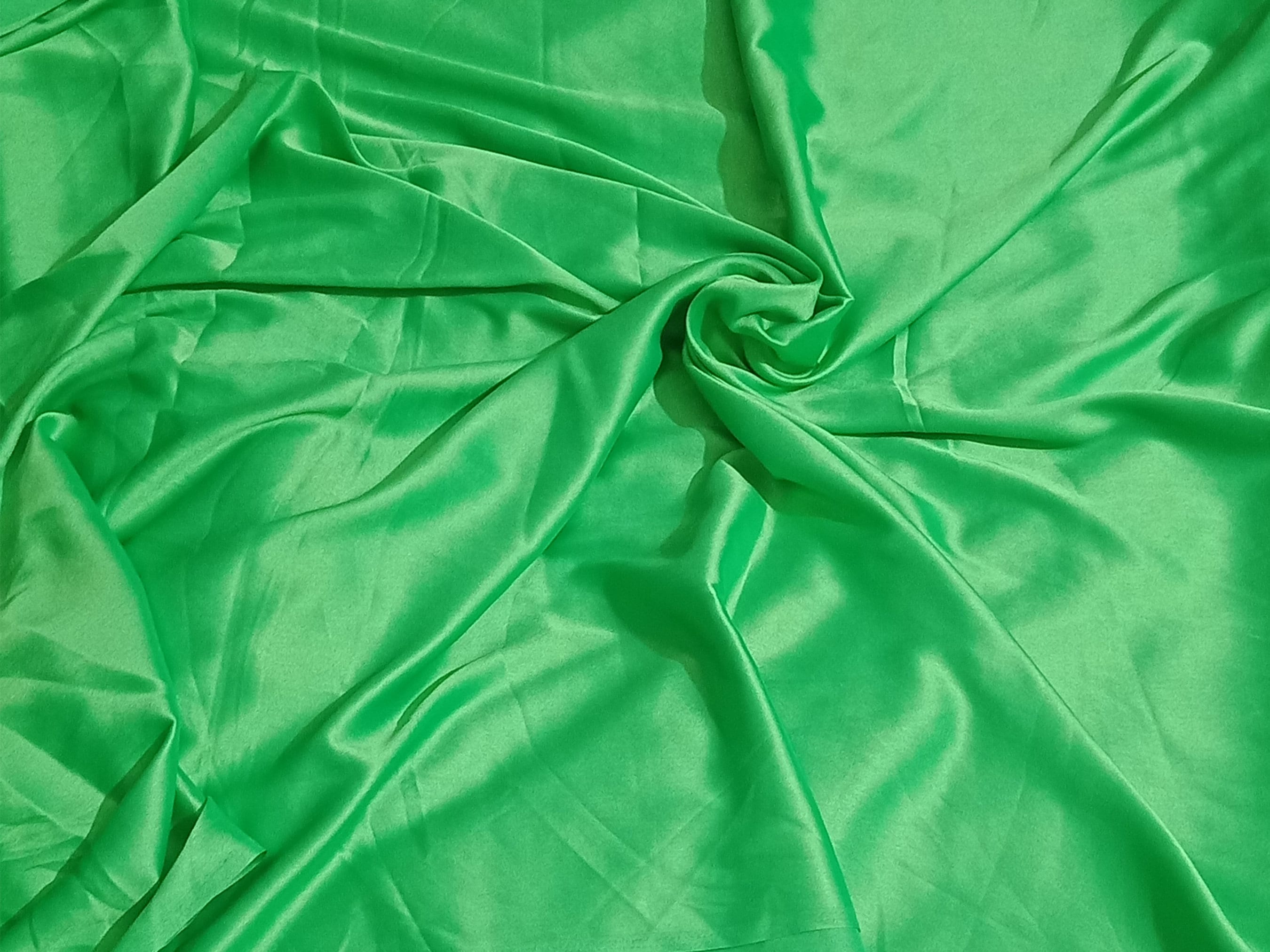 Parrot Green Color Silk Satin Fabric Best Quality Poly Satin Fabric for ...
