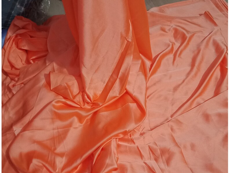 Peach Color Silk Satin Fabric Best Quality Poly Satin Fabric for Bridal ...