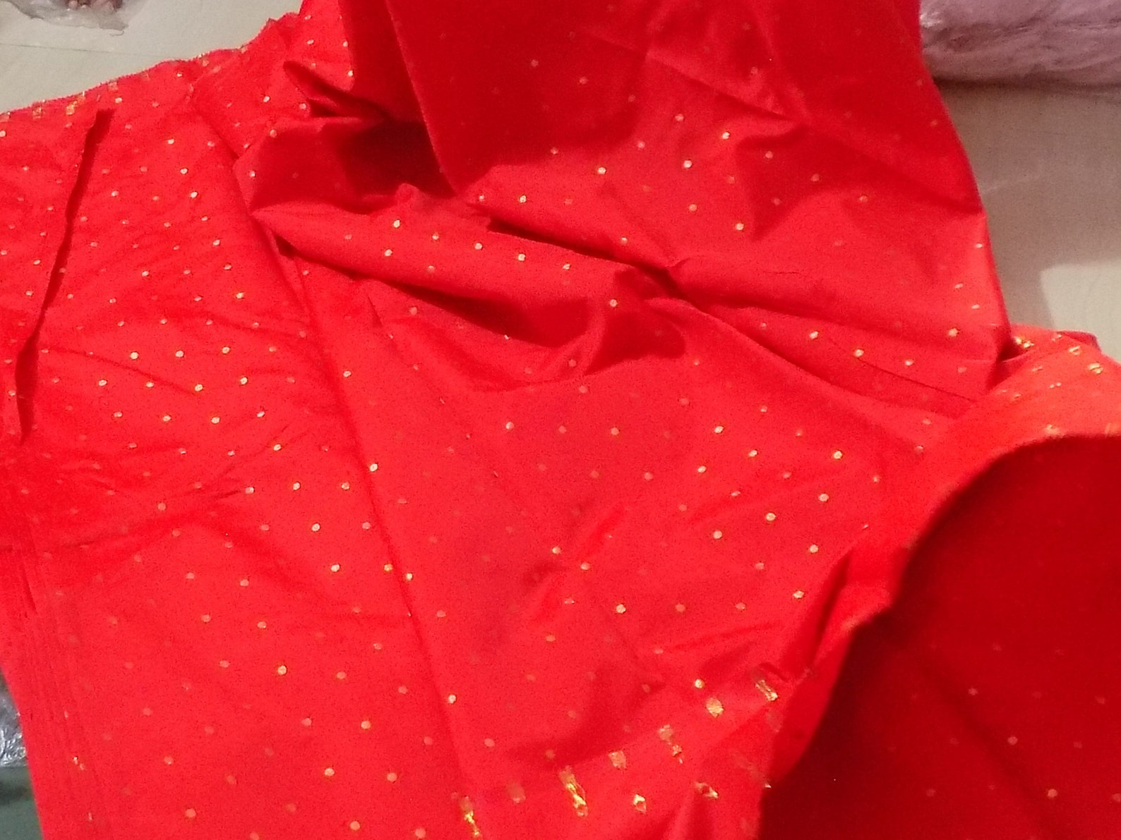 Wow Red Booti Poly Taffeta Fabric Taffeta Silk Fabric for Wedding Party ...