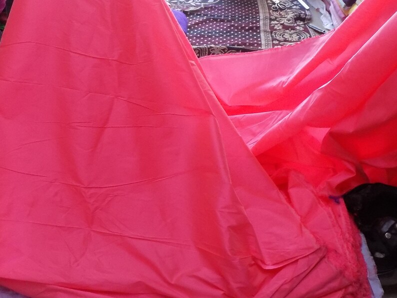 Carrot Red Color Silk Taffeta Fabric, Plain Taffeta Silk Fabric, Light ...