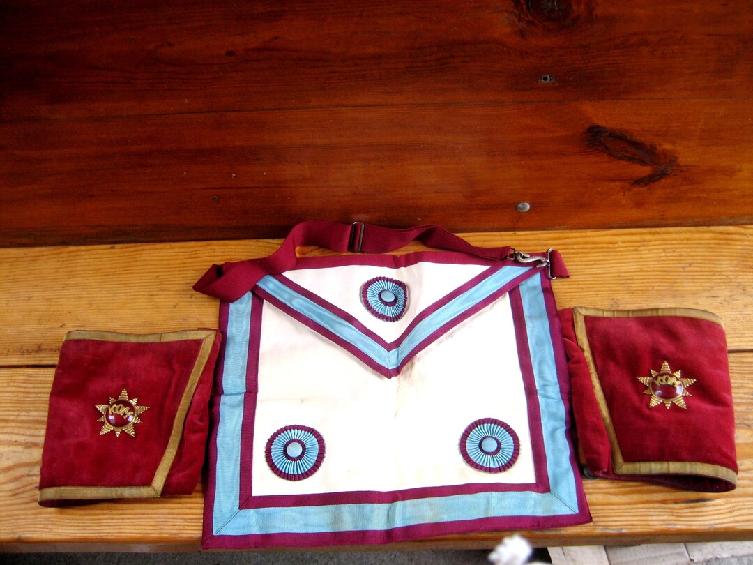 Antique Masonic Apron and Masonic Armbands With Masonic Symbols ...
