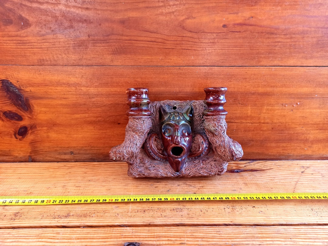 Satan. Mephistopheles. Devil. Vintage Ceramic Wall Candle Holder for 2 ...
