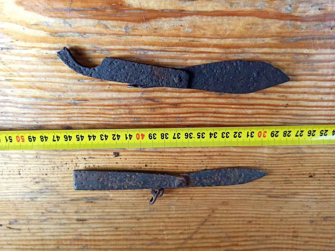 Antique Forged Folding Razor Knives of Viking Warriors. 2 Pieces. Knife ...