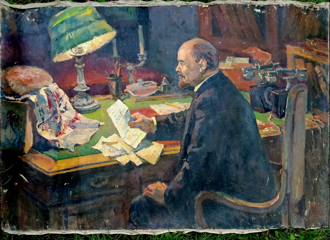 Painting by a Ukrainian Artist Grebennik V.S.. lenin in the Office ...