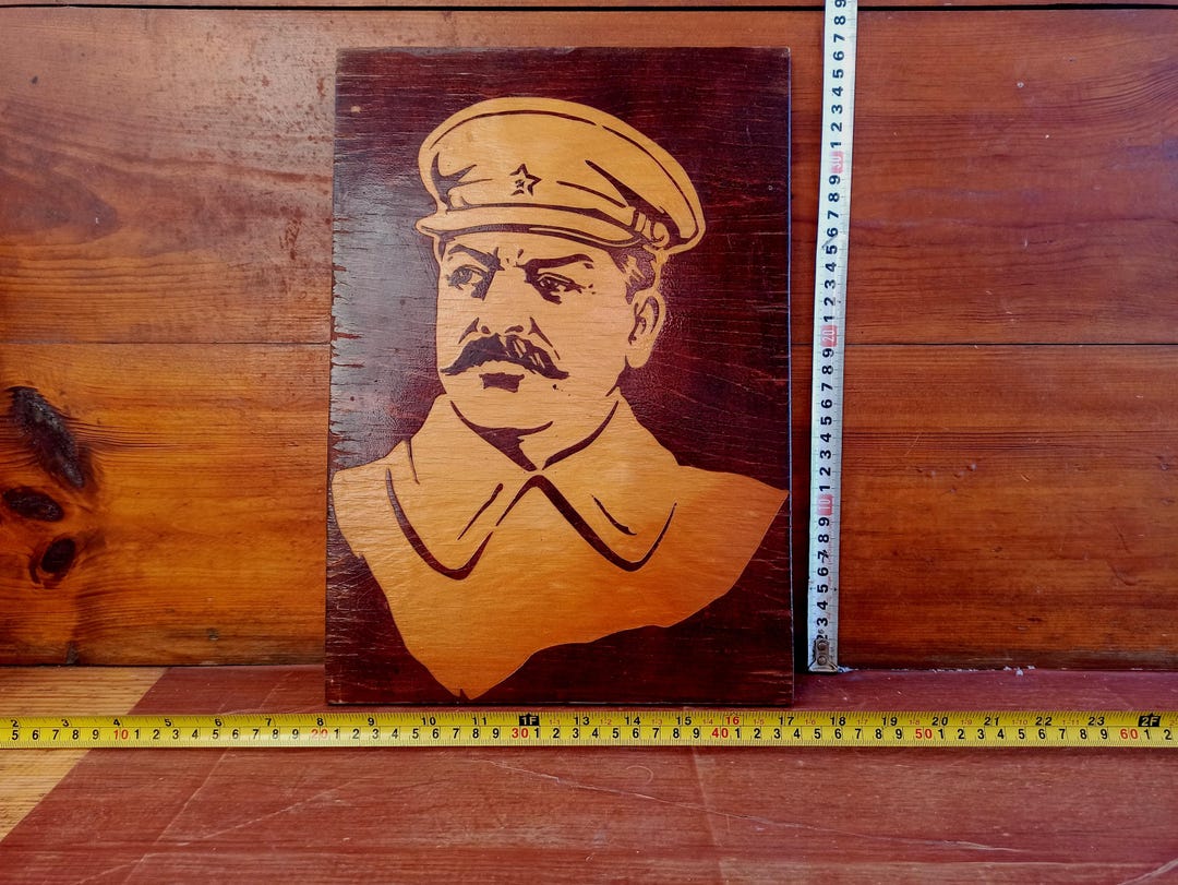 Vintage Painting of Stalin From the 50s, Burned on Wood in the GULAG ...