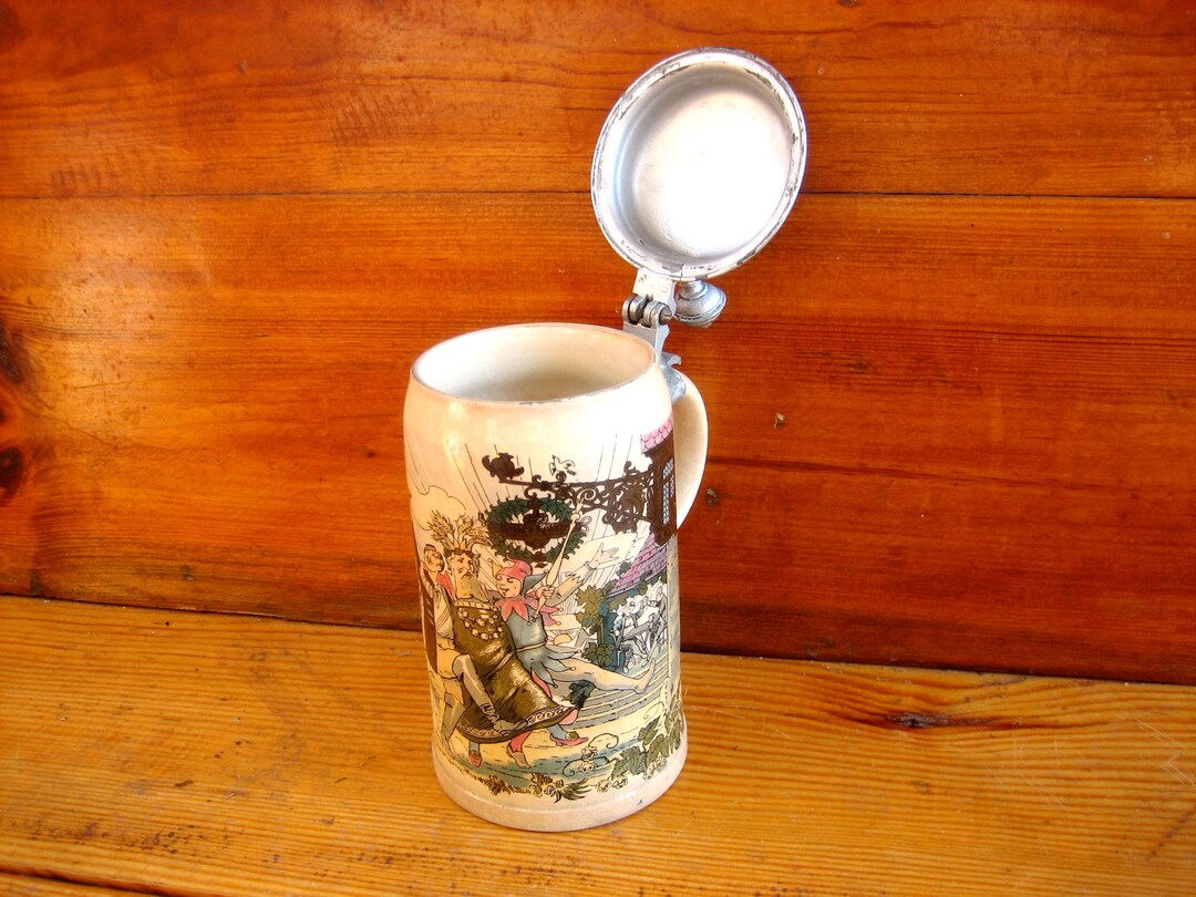 Antique Beer Mug With a Beautiful 1909 Plot. German Beer Mug 1909 ...