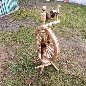 Antique Mechanical Wooden Hand Spinning Wheel for Making Thread. 19th ...