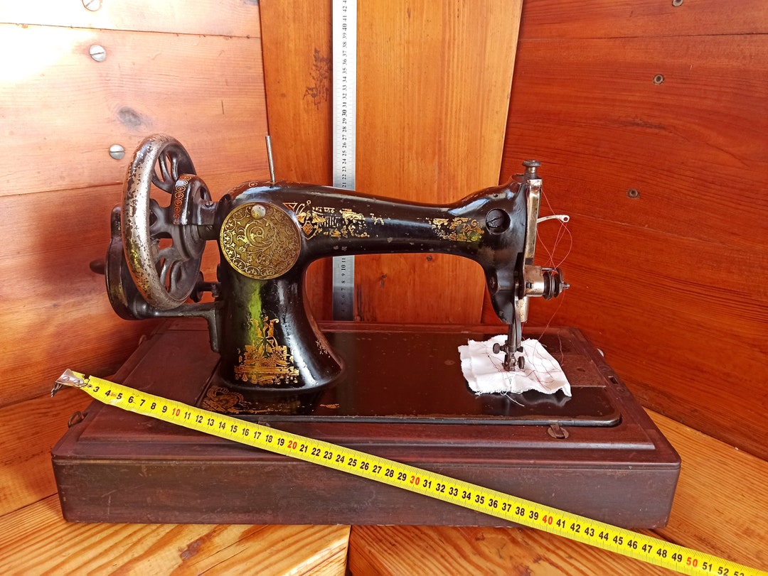 Antique Manual Mechanical Sewing Machine - "singer" in a Native Wooden ...
