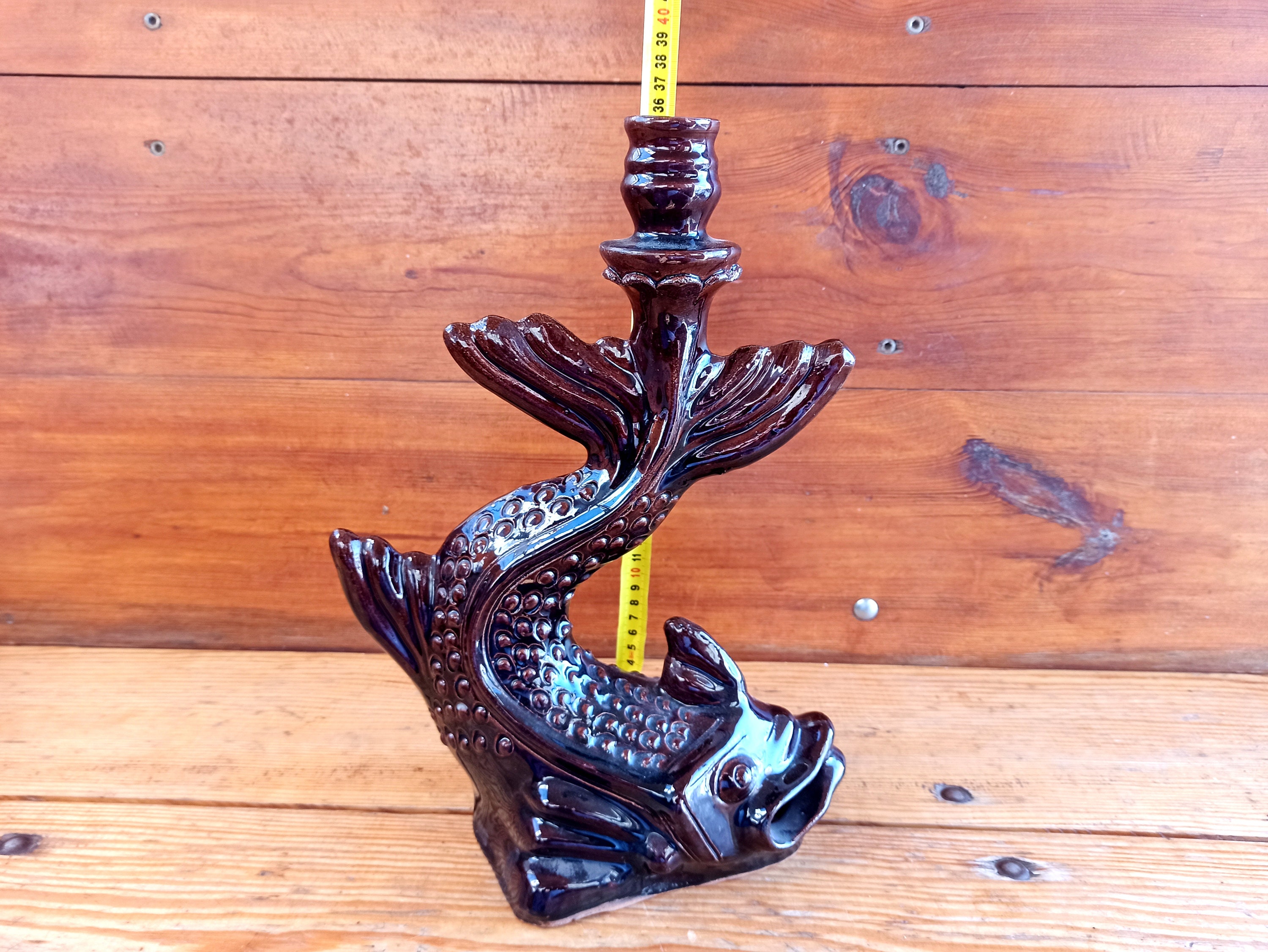 Antique Ukrainian Ceramic Fish Candlestick, Mid-century Folk Art - Etsy