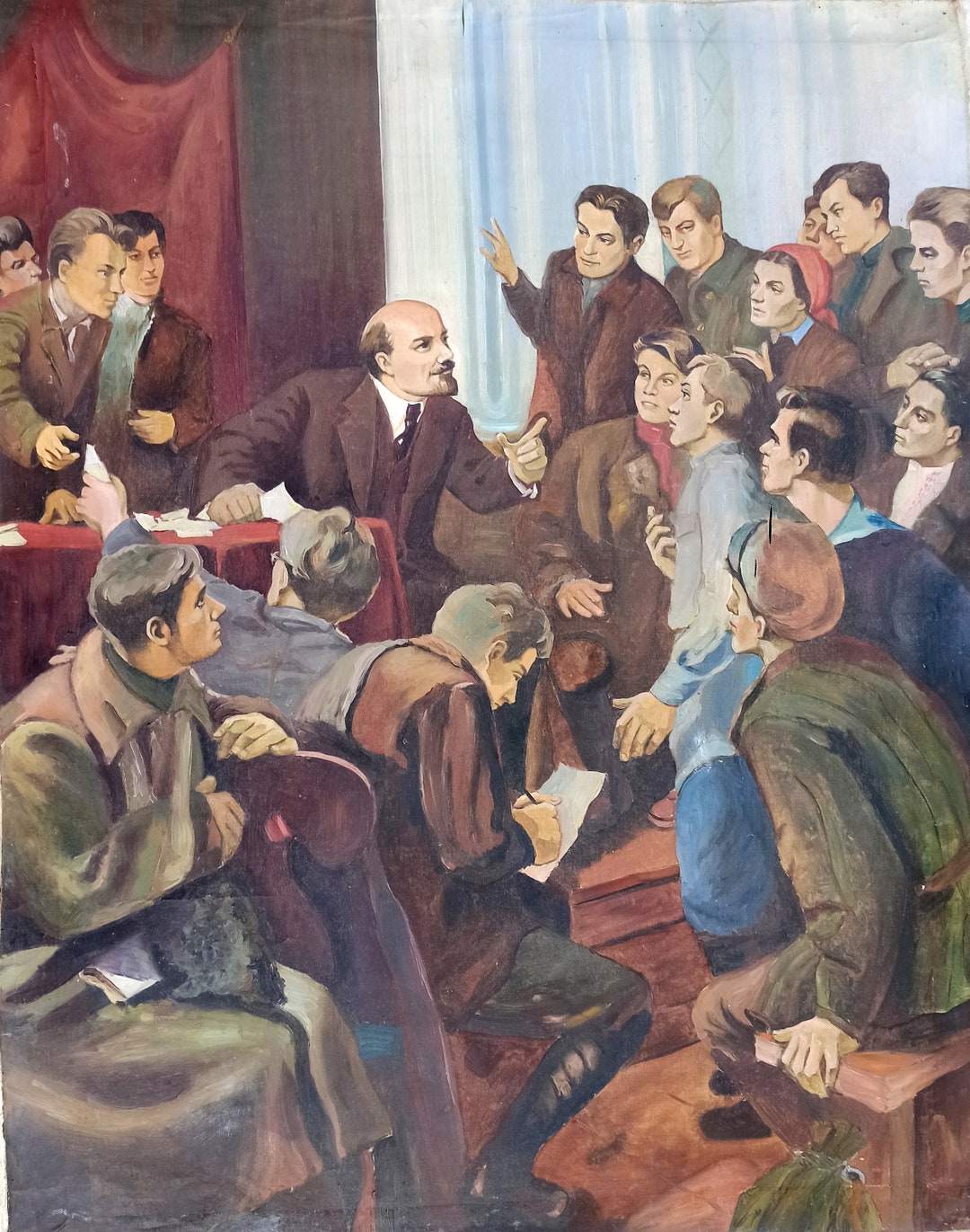 Lenin and Youth Oil Painting – 1950s Socialist Realism Art (47.2x35.4 ...