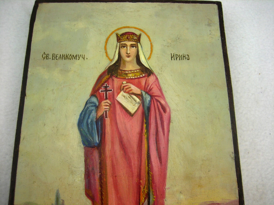 An Old Russian Orthodox Icon of the Holy Great Martyr Irina, Early 20th ...