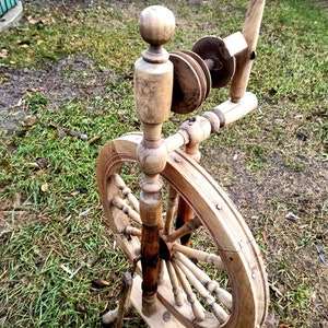 Antique Mechanical Wooden Hand Spinning Wheel for Making Thread. 19th ...
