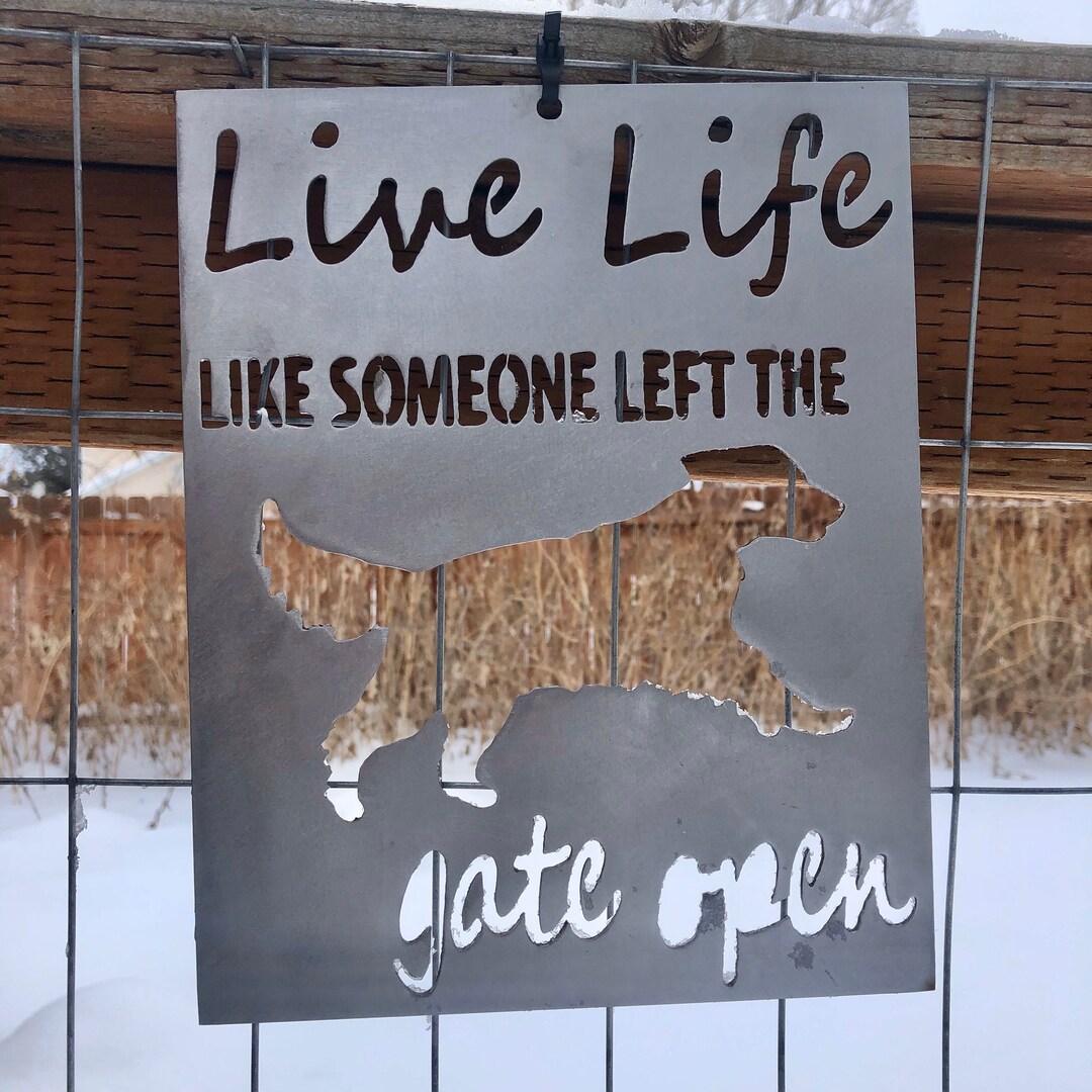 Dog Gate Sign Perfect Pet Owner Gift Live Life Like Someone Left the ...