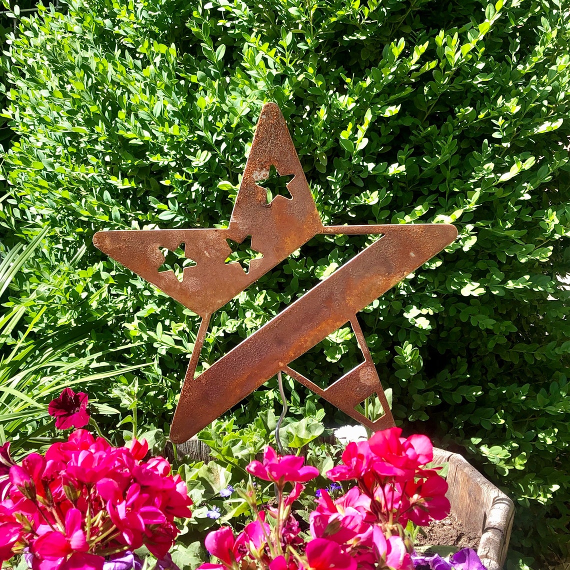 Patriotic Star Yard Art Rusted - Etsy